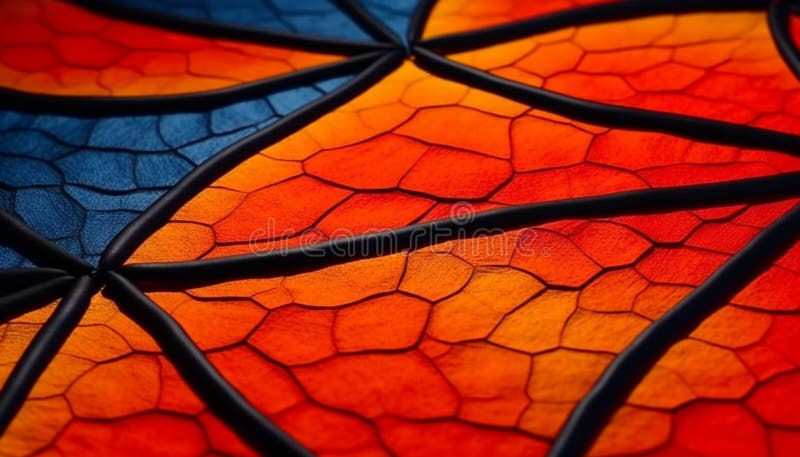 Vibrant Autumn Leaf Pattern Illuminates Stained Glass Window Backdrop ...