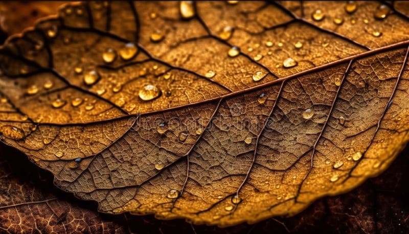 Vibrant Autumn Leaf Reflects Beauty in Nature Wet, Dewy Backdrop ...