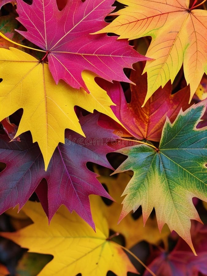 Vibrant Autumn Leaves in Close Up a Captivating Fall Background.AI ...