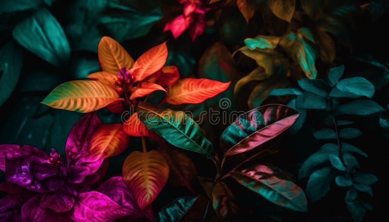 Vibrant Autumn Leaves Create a Colorful Pattern Generated by AI Stock ...