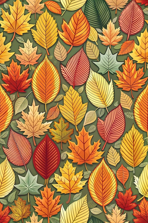 Vibrant Autumn Leaves Pattern - Fall Foliage Design Stock Illustration ...