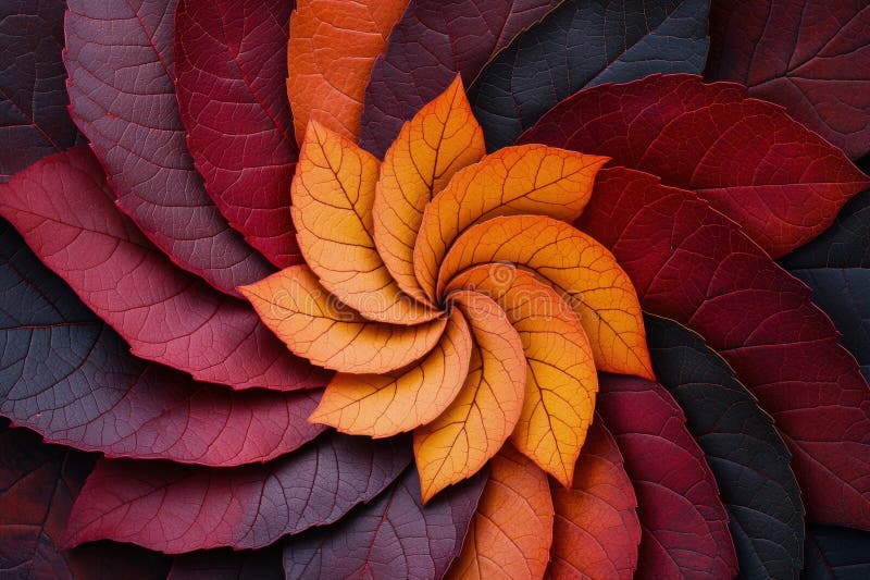 Vibrant Autumn Leaves in a Spiral Pattern Stock Illustration ...