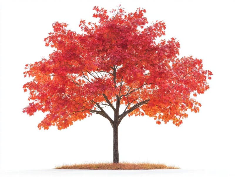 Vibrant Autumn Maple Tree Isolated on White Background Stock ...