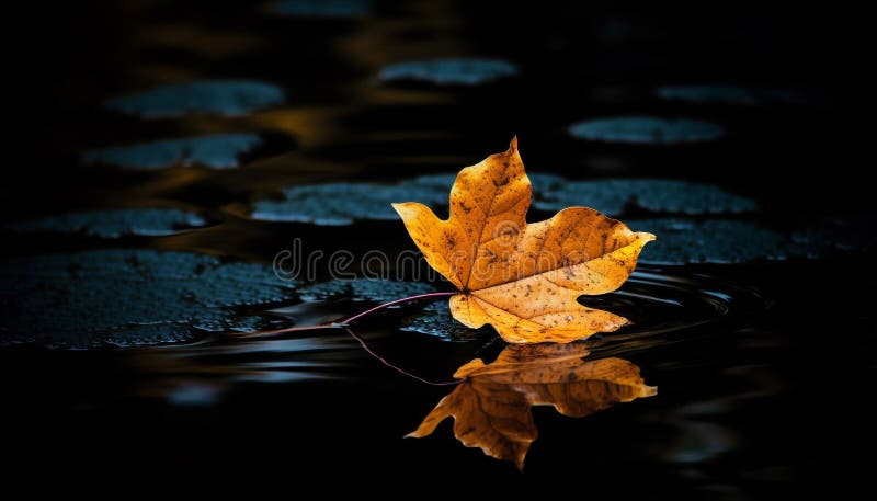 Vibrant Autumn Maple Tree Reflects on Tranquil Pond Water Surface ...