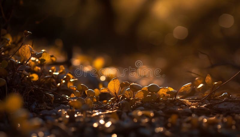 Vibrant Autumn Meadow Glows with Gold Colors at Dusk Generated by AI ...