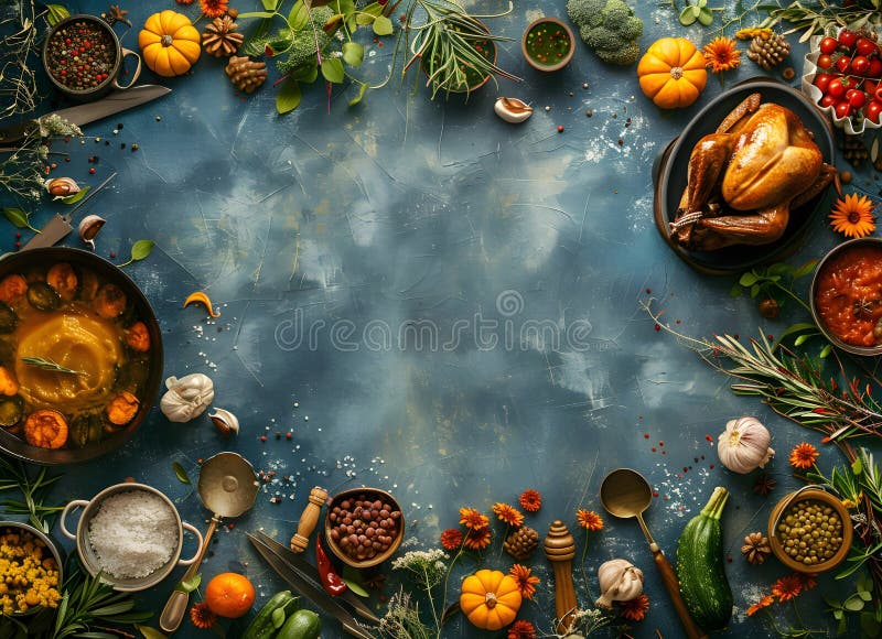 Autumnal Food & Thanksgiving Background Stock Illustration ...