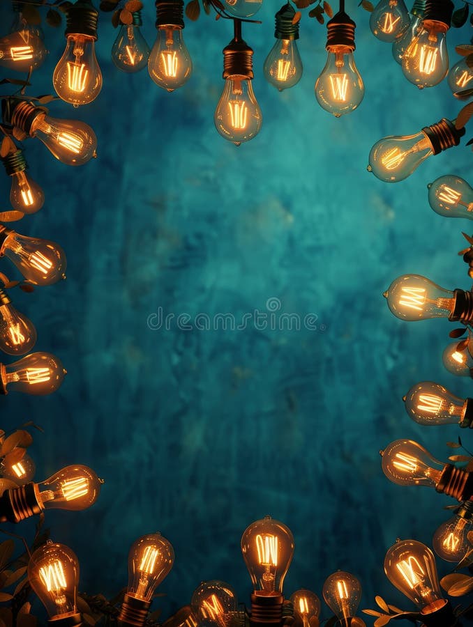 Vibrant Back To School Frame Background with Glowing Light Bulbs on ...