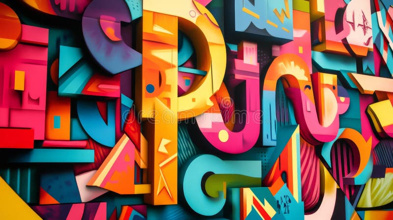 Vibrant Backdrop with Diverse Fonts and Dynamic Word Art for Visually ...