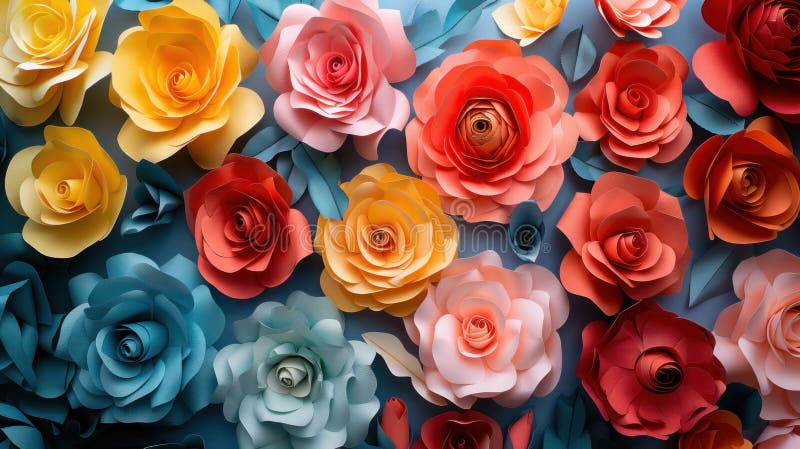 Colorful Paper Roses Backdrop for Events, Weddings, and Celebrations ...