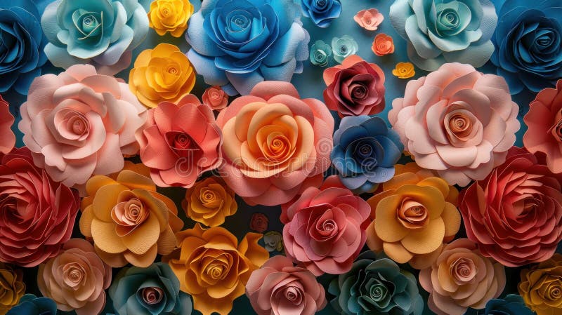 Colorful Paper Roses Backdrop for Events, Weddings, and Celebrations ...