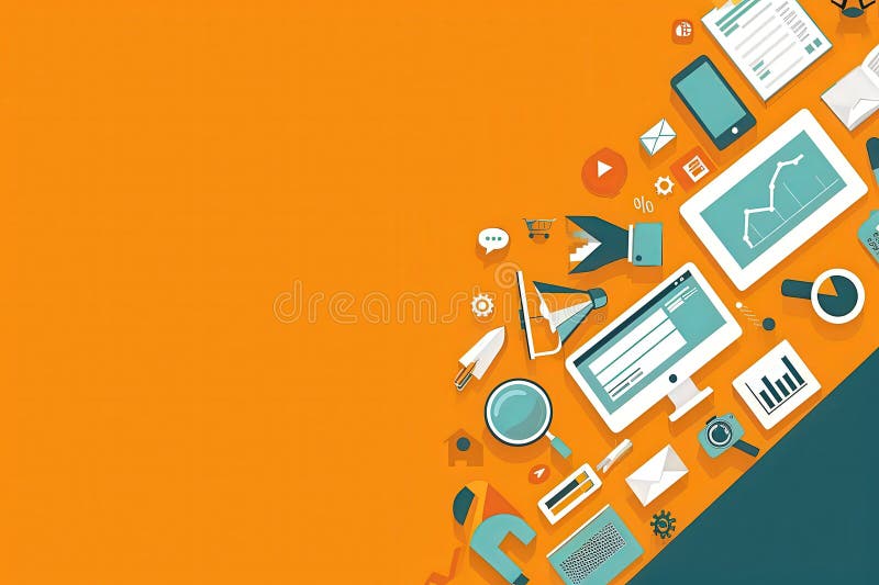 Creative Tools for CRM Automation on a Vibrant Background Stock ...