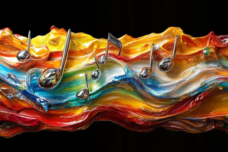 A Vibrant Backdrop Featuring Musical Notes, an Abstract Music Design ...