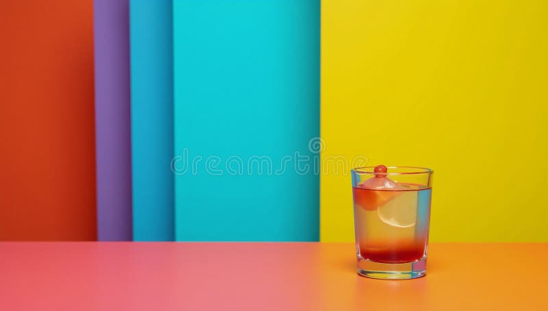Vibrant Backdrop with Minimalist Cocktail Featuring Simple Bold Colors ...