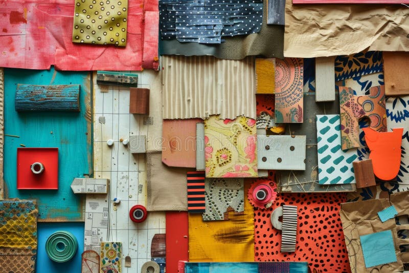 Vibrant Background Collage of Assorted Materials for Diy Upcycling ...