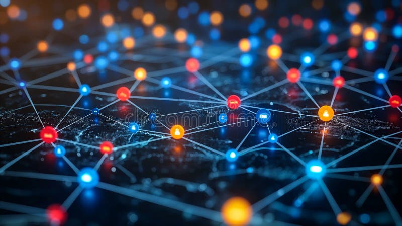 Vibrant Background of Connection Colorful Nodes, Global Business ...