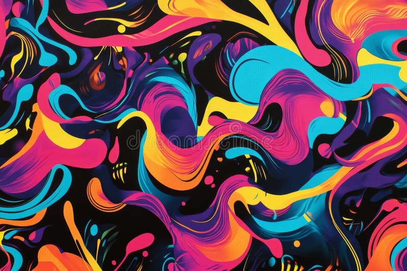 A Vibrant Background Featuring Bold, Neon-colored Wave Patterns Over a ...