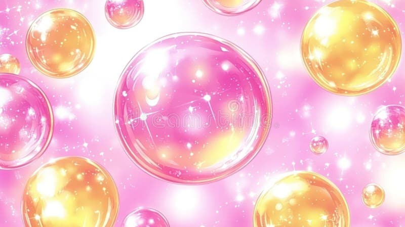Sparkling Pink and Gold Bubbles Abstract Background Stock Illustration ...