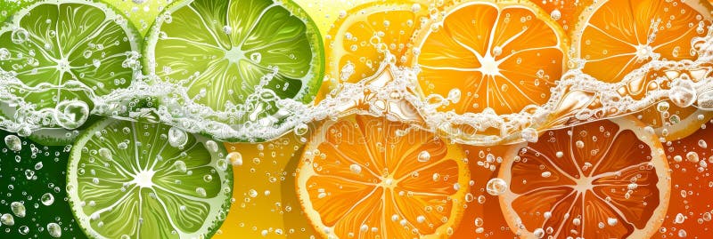 Citrus Fruit Splash Background Stock Illustration - Illustration of ...
