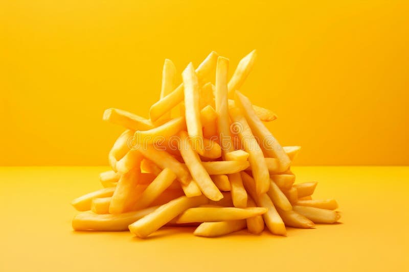 Vibrant Background Featuring an Isolated French Fry, Generative Ai ...