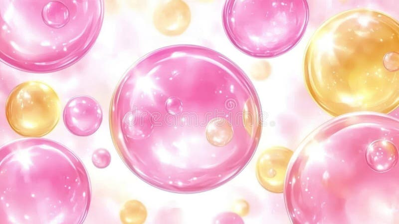 Floating Pink and Gold Bubbles: Abstract Background Stock Illustration ...
