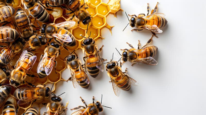Busy Bees in Action Amidst Natural Beauty. Stock Illustration ...