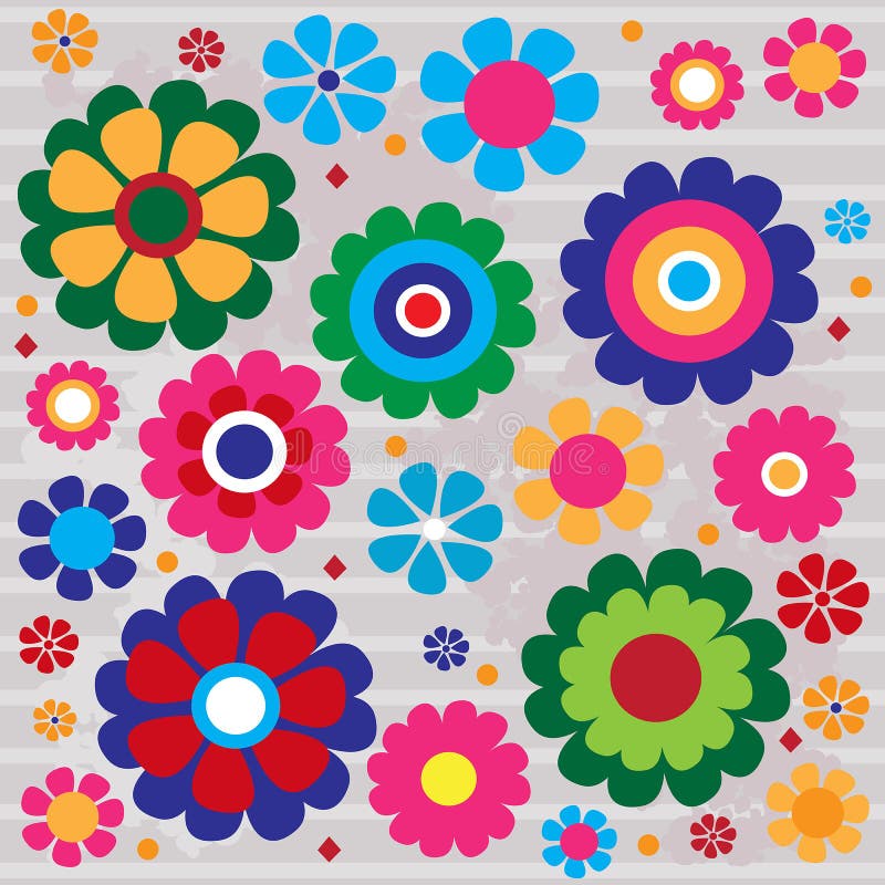 Vibrant Background with Flower Power Elements Stock Illustration ...