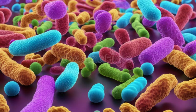 Vibrant Bacteria in a Colorful Microbial World Stock Illustration ...