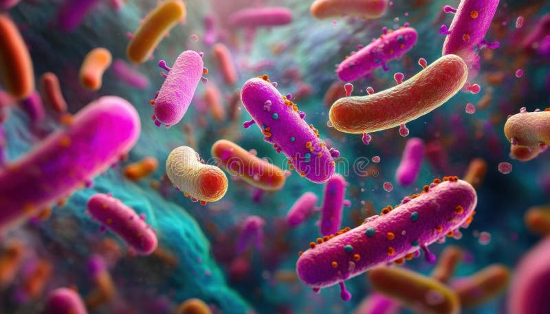 Colorful Bacteria in a Microscopic View, Showcasing Diversity in Shape ...