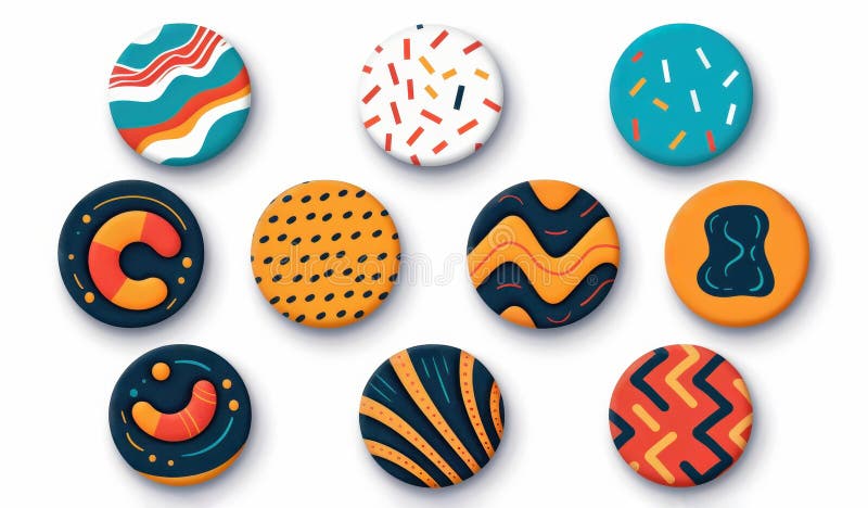 Vibrant Badges and Dynamic Banners in Abstract Colors on a White ...