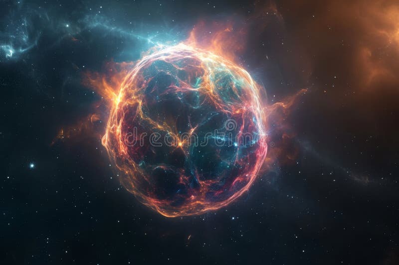 A Vibrant Ball of Fire Illuminates the Dark Expanse of Space, Creating ...