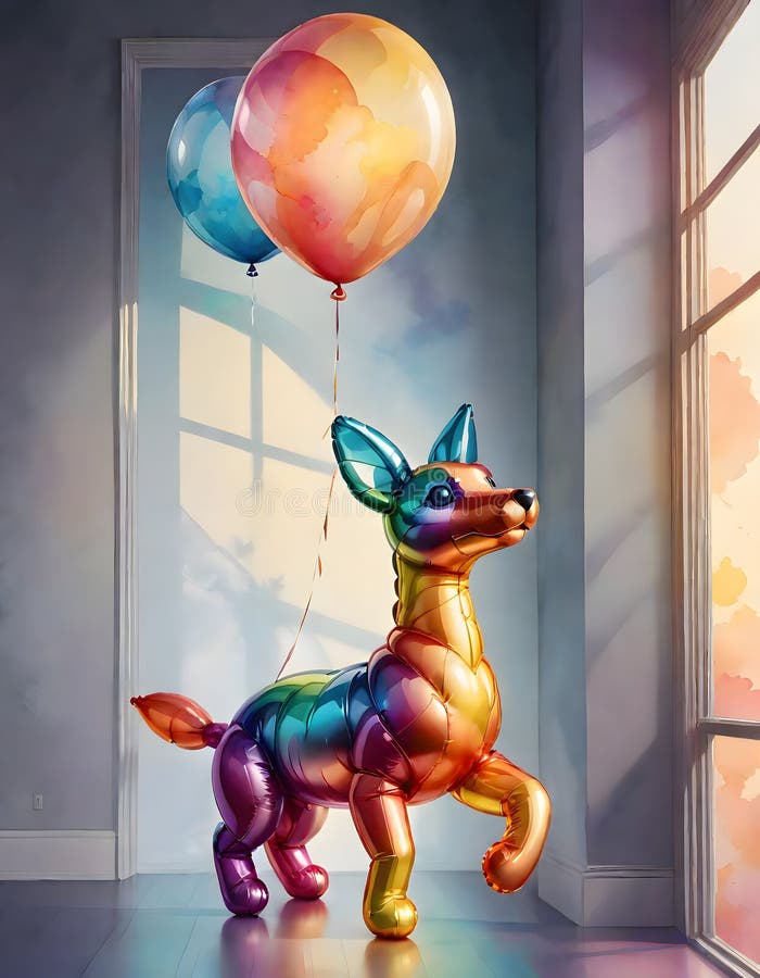 Vibrant Balloon Animal in Ethereal Indoor Setting, Generative AI Stock ...