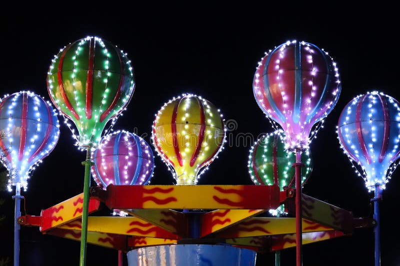 Line Light Art with Balloon Shaped Objects in the Circus with Colorful ...