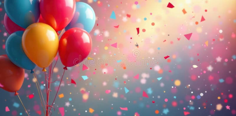 Vibrant Balloons Confetti Burst, Festive Backdrop, Wedding, Happy ...