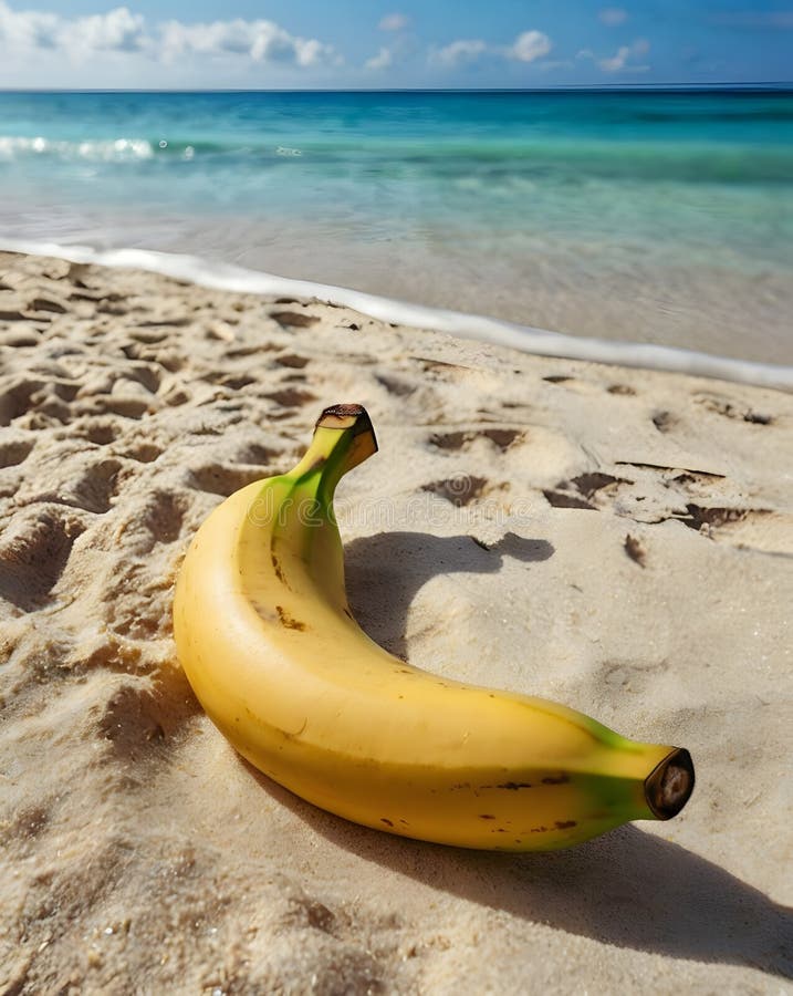 Vibrant Banana on Tropical Beach Sand Stock Illustration - Illustration ...