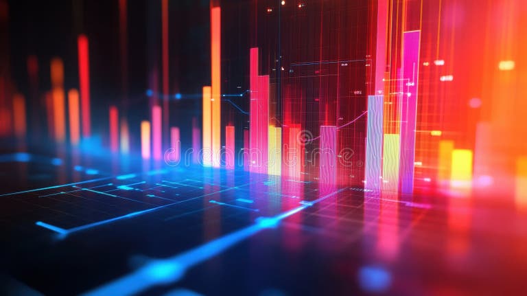 Modern Business Background Featuring Colorful Bar Charts and Financial Analytics with Sleek and ...