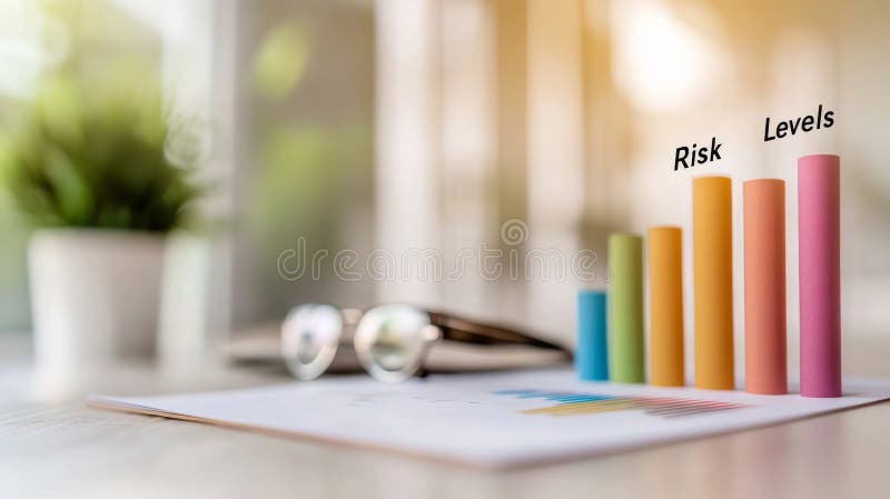 Vibrant Bar Graph Depicting Escalating Risk Levels, Printed Document ...