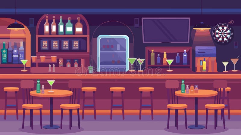 Stylish Night Bar Interior with Colorful Cocktails Stock Vector ...