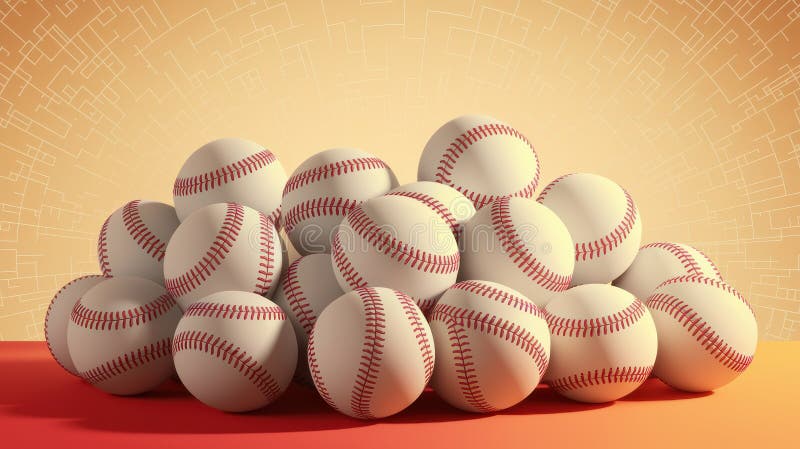 Vibrant Baseball Stack with Geometric Background and Golden Glow Stock ...