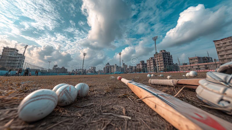Vibrant Baseball Training Camp in India with Young Players Under Cloudy ...