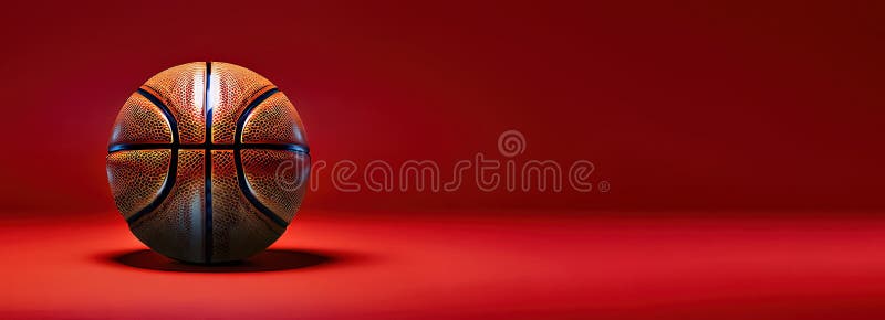 Vibrant Basketball on Red Background Stock Illustration - Illustration ...