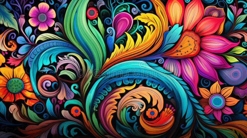 Vibrant Batik Texture with Complex Patterns and Dynamic Colors in ...