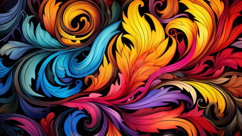 Vibrant Batik Texture with Complex Patterns and Dynamic Colors in ...