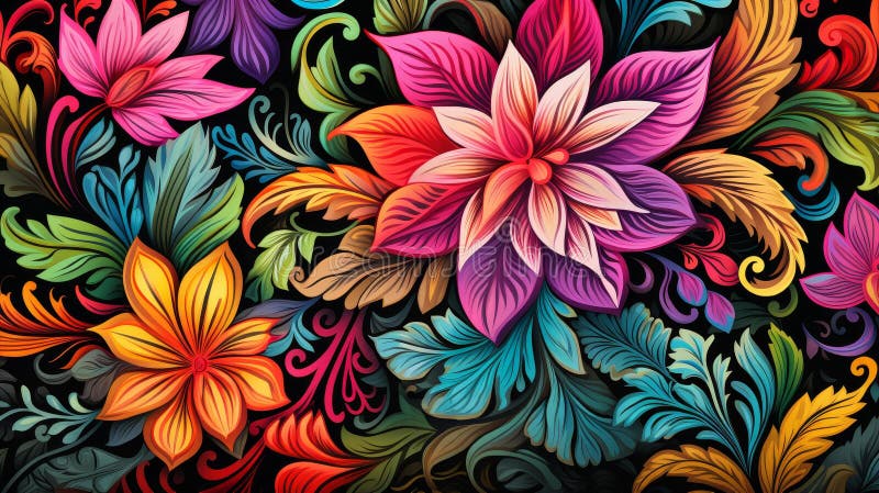 Vibrant Batik Texture with Complex Patterns and Dynamic Colors in ...