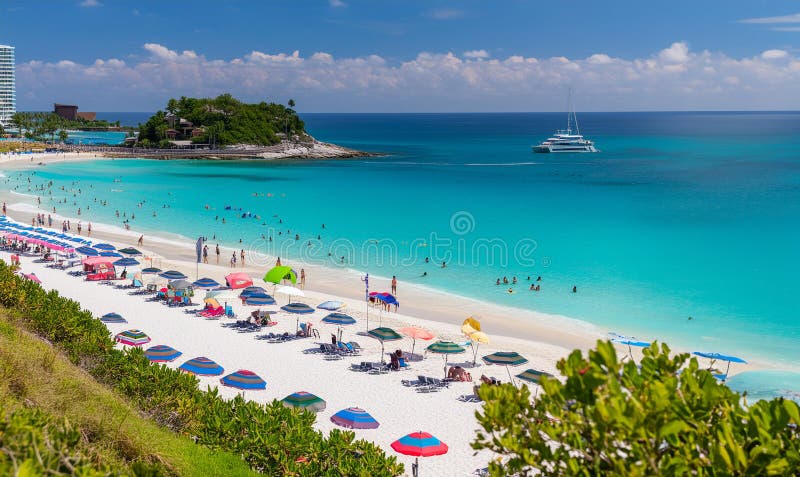 Azure Oasis: a Day at the Beach Stock Illustration - Illustration of ...