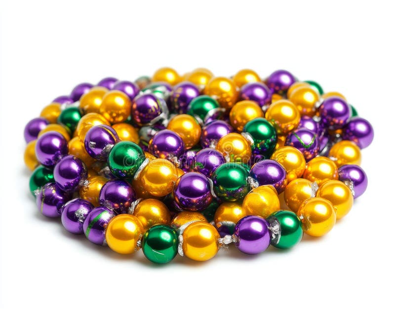 Vibrant Beads in Various Colors on White Background for Designing Mardi ...