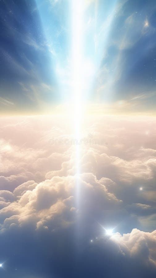 A Vibrant Beam of Light Shining through the Clouds Stock Illustration ...