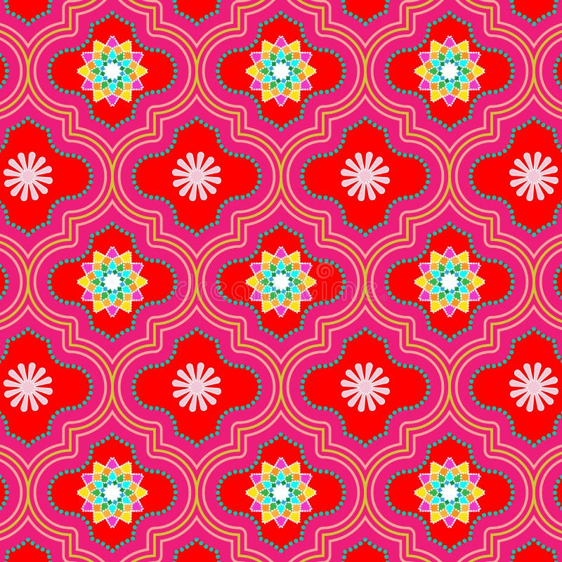 Vibrant Beautiful Red Morocco Floral Seamless Pattern Stock Vector ...
