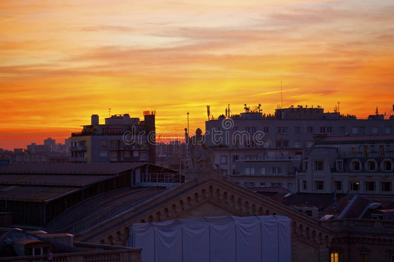 Vibrant and Beautiful Sky View from a Window Featuring Paris Sunset ...