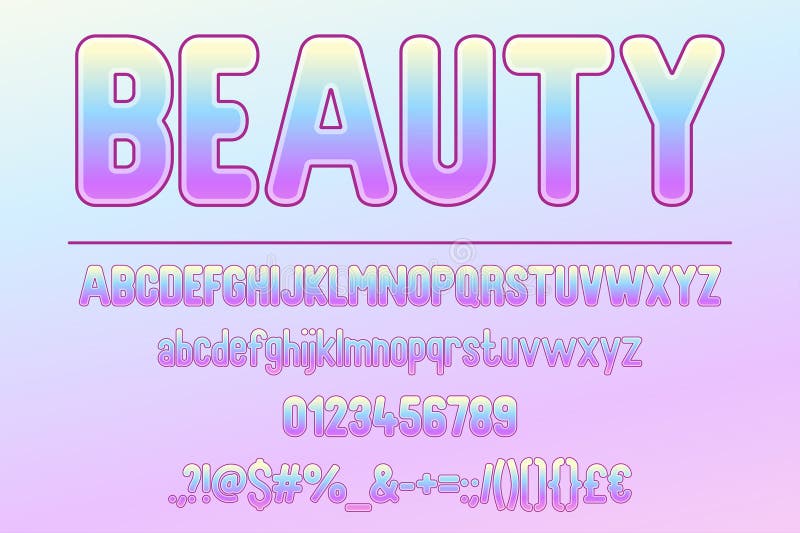 Vibrant Beauty Gradient Color Font Set Stock Vector - Illustration of ...
