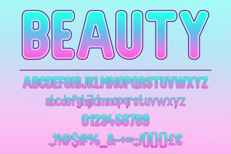 Vibrant Beauty Gradient Color Font Set. Modern Typography Design Stock ...